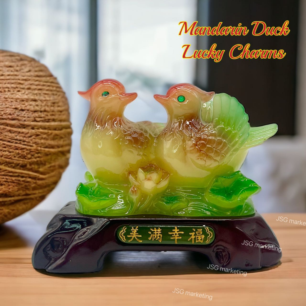 Mandarin Ducks Statue Resin Chinese Yuan Yang Figurine Sculpture for ...