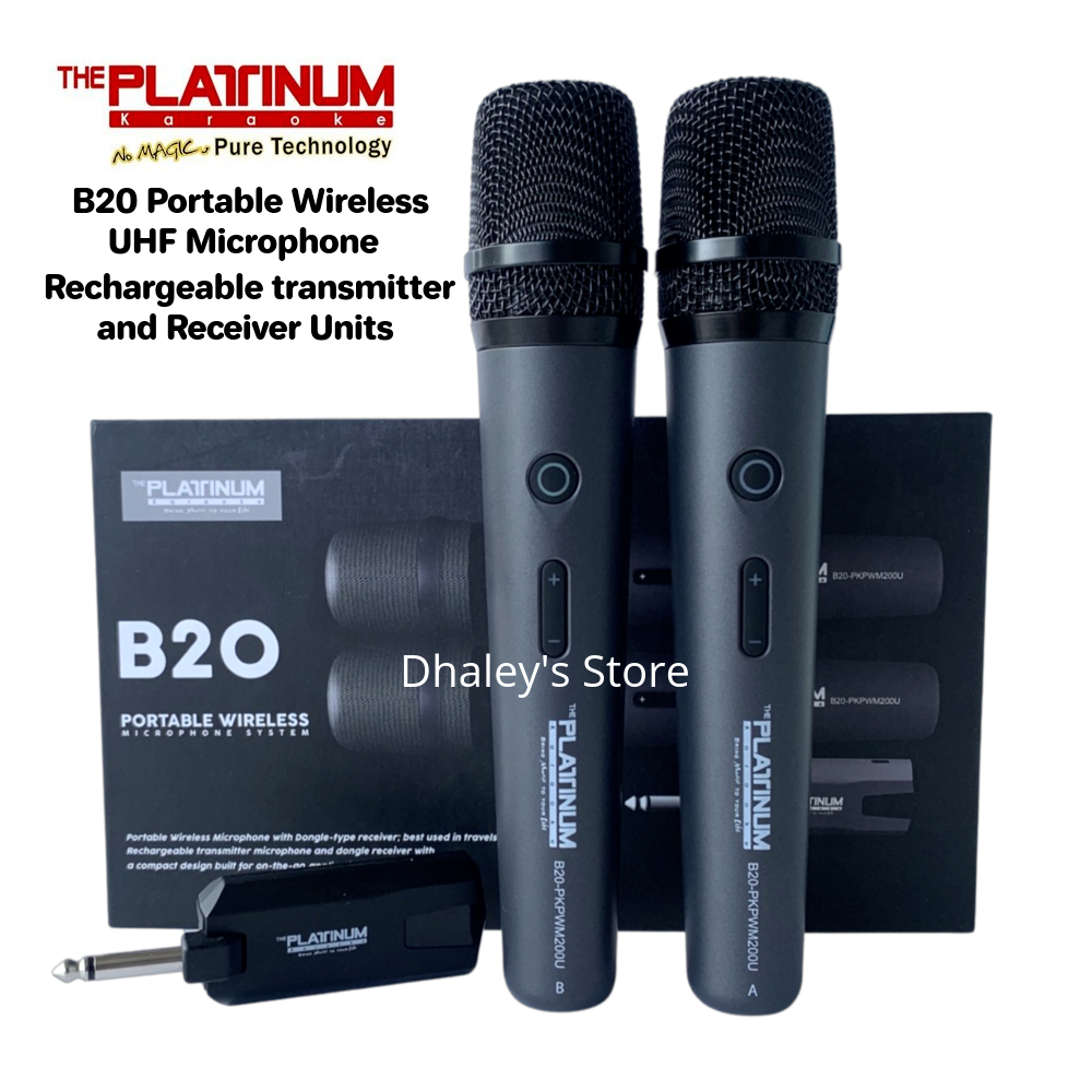 2023 The Platinum B20 Portable Wireless Microphone Rechargeable UHF Microphone Selectable ...