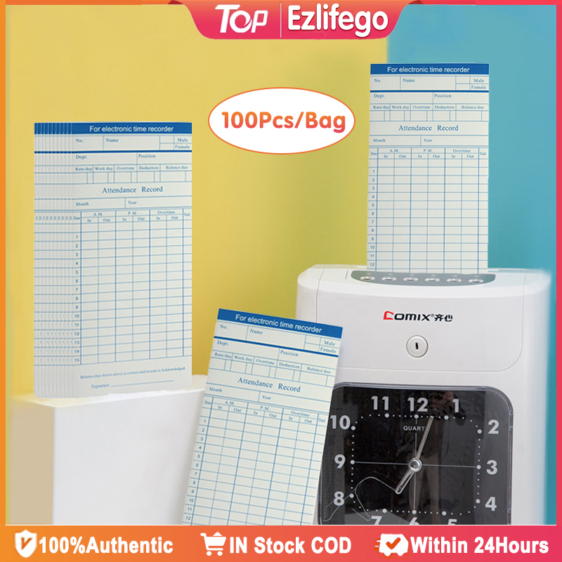 100Pcs Time Card Record Monthly Time Clock Cards | Shopee Philippines