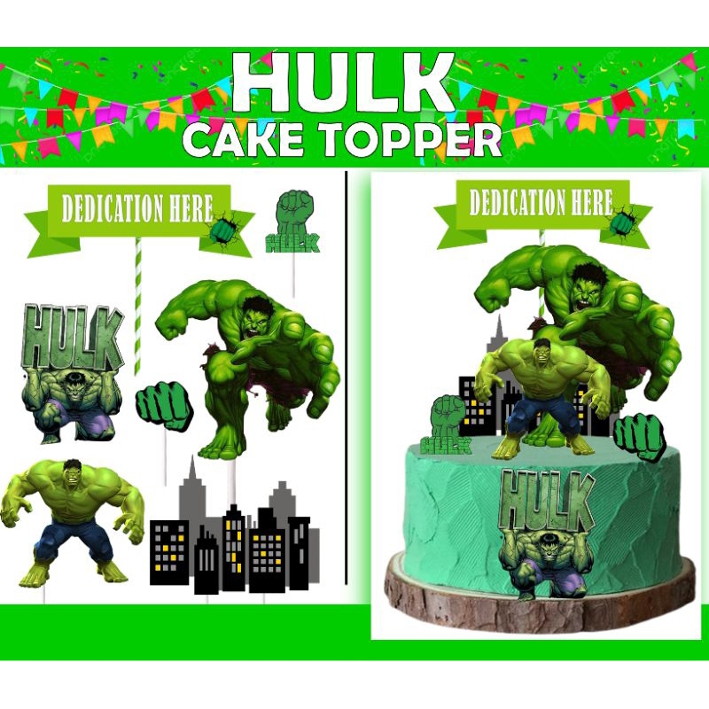Hulk Cake and Cupcake toppers, ( machine cut, waterproof ) | Shopee ...