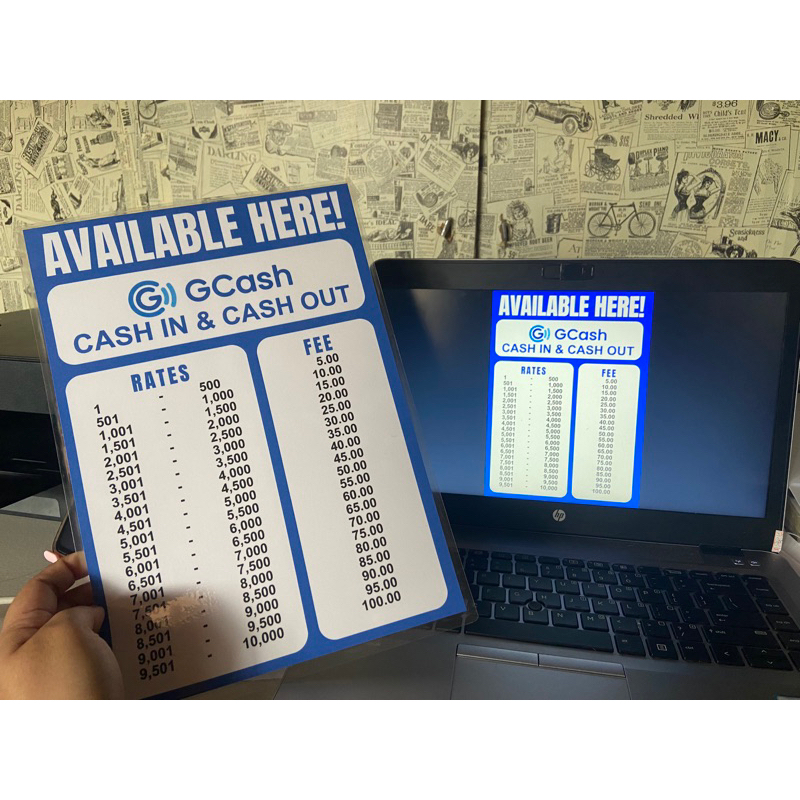Gcash Rates Laminated A4 | Shopee Philippines