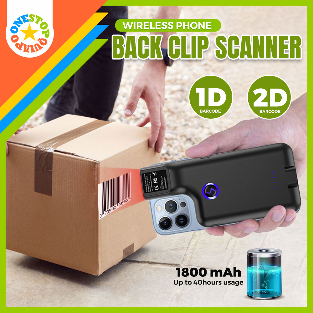 OSQ Portable Upgraded Wireless Back Clip Bluetooth 1D Barcode & 2D QR ...