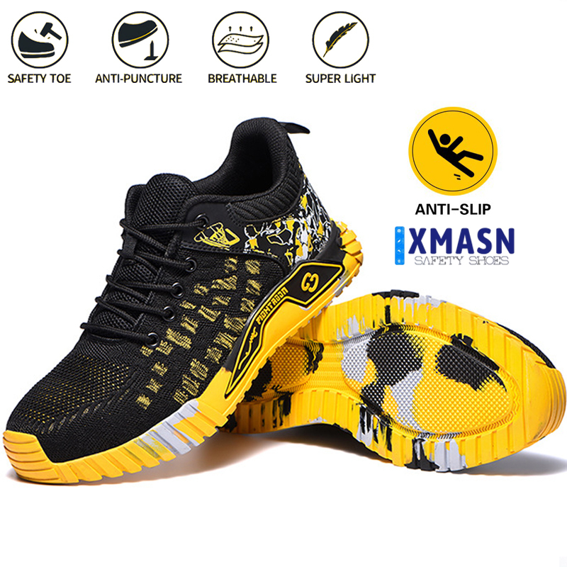 XMASN Steel Toe Shoes For Men Fashion Labor Shoes Comfortable Anti ...