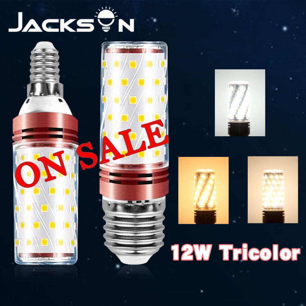 【COD】12W Tri-color LED Bulb E27 E14 Corn Bulb Changing Light Bulb ...