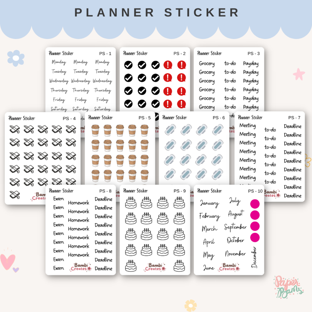 Matte Planner Sticker Basic Sticker Minimalist Sticker | Shopee Philippines