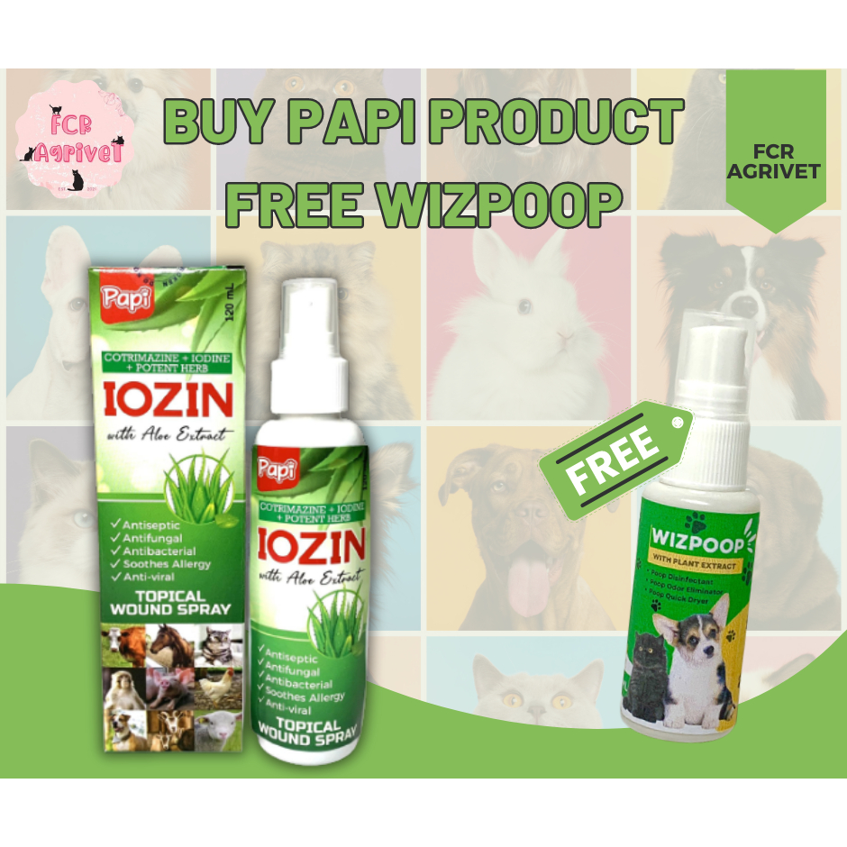 [FCR AGRIVET] Papi Iozin Wound Spray 120ml with Aloe Extract ...