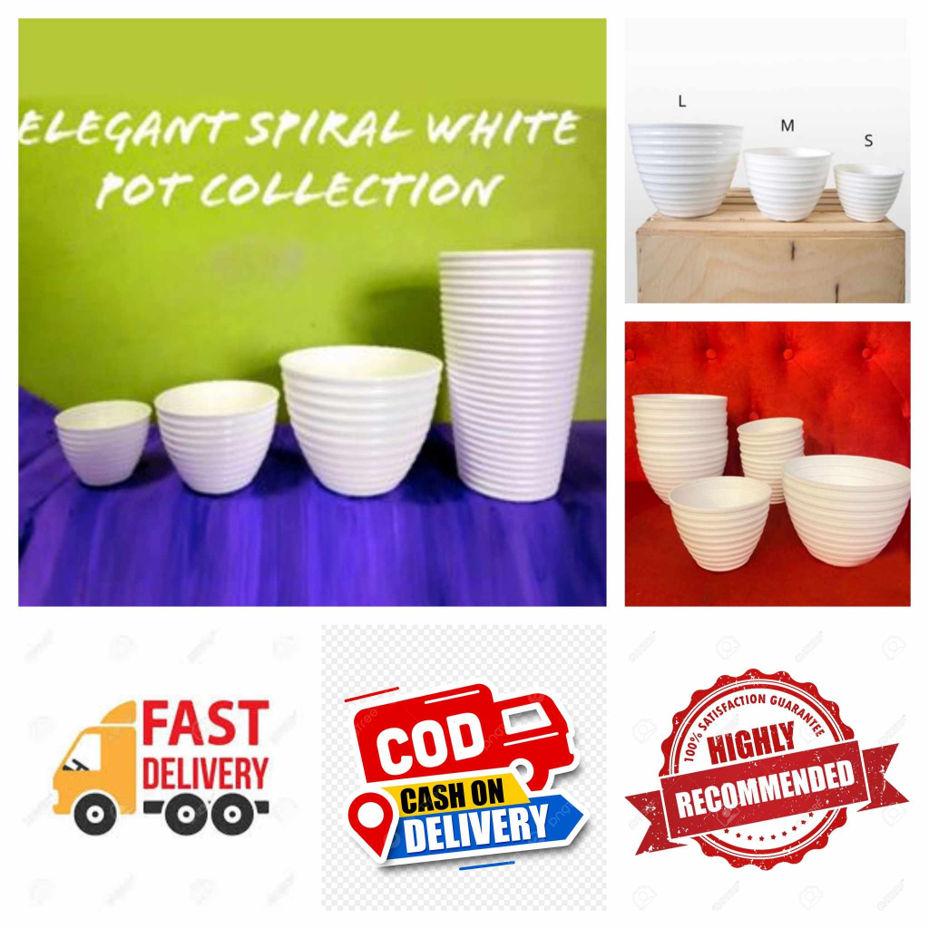 RRRIR Set of 5pcs Elegant White Spiral Pot All Sizes - XS, S, M, L ...