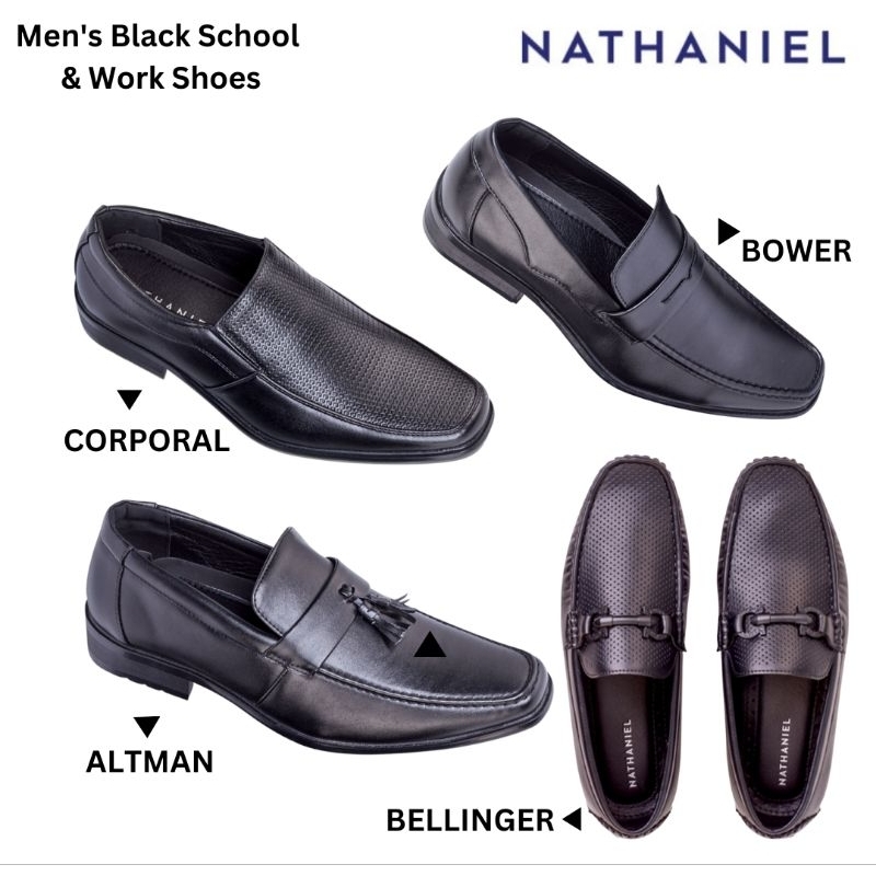 NATHANIEL Men's Black School Office Shoes: Bower Altman Bellinger ...