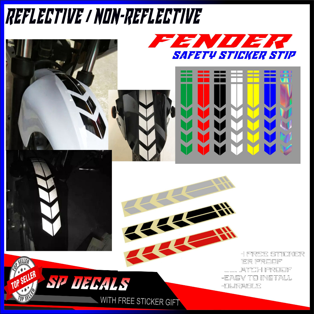 Motorcycle Fender Reflective and Non-Reflective Sticker decals (Safety ...