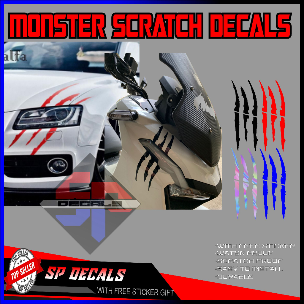 Monster Claw Scratch Cut-out Sticker Decals for Motorcycle and Cars ...