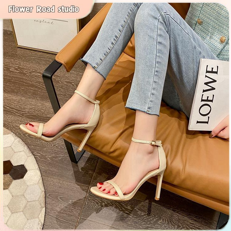 Sandals for women onestrap with heels 4 inches elegant leather shoes ...