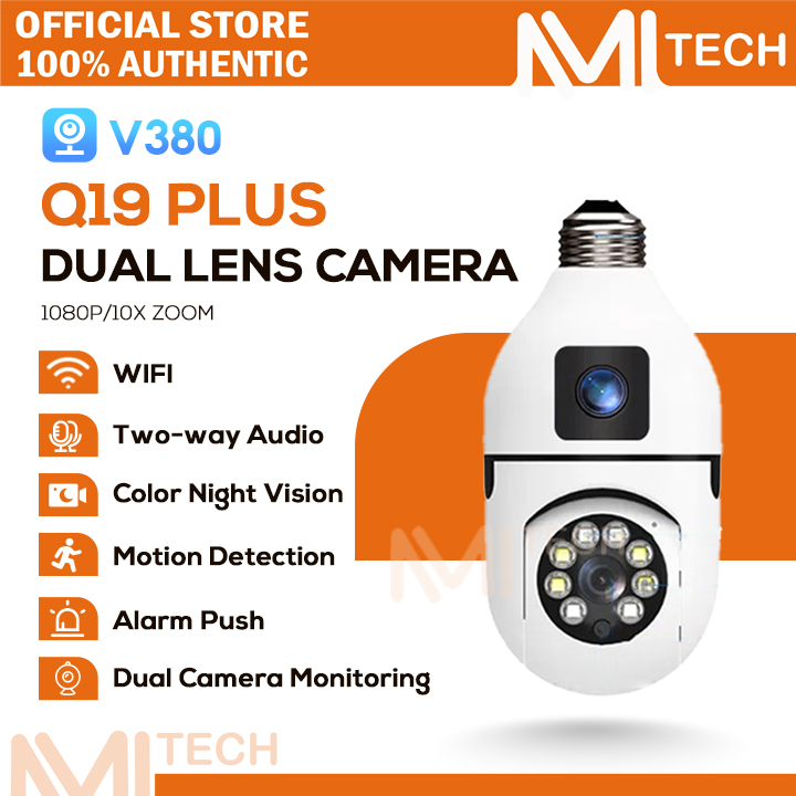 V380 Q19 Plus Dual Lens HD 1080P Siren Alarm Smart CCTV Camera Bulb ...