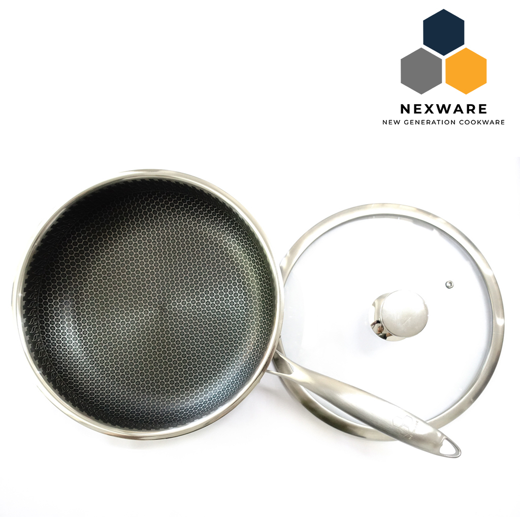 Nexware 28CM Honeycomb Non-stick Daily Pan with Lid (Induction Ready ...