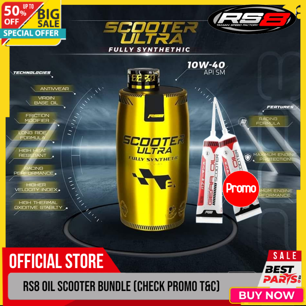 RS8 SCOOTER 4T Engine Oil 10W-40 API SM Synthetic Performance High ...