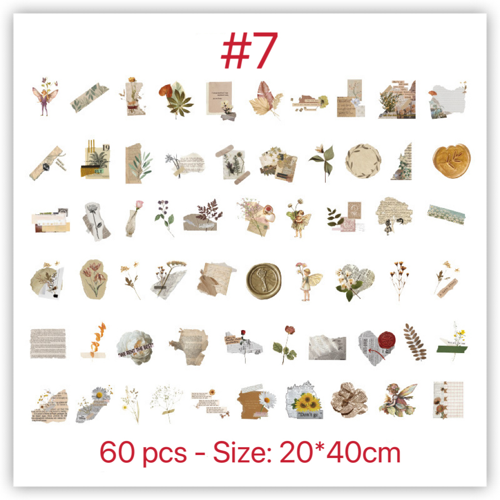 60 pcs sticker pack creative children's handbook stickers cute retro ...