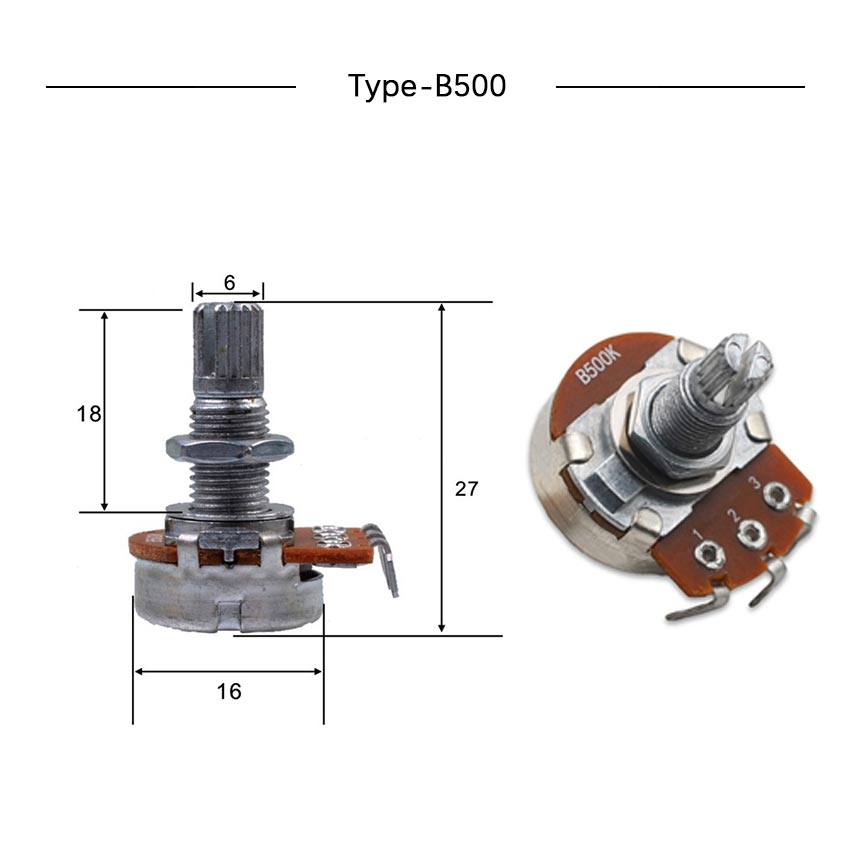 A500K B500K A250K B250K Split shaft 18mm Guitar Volume Tone Pots ...