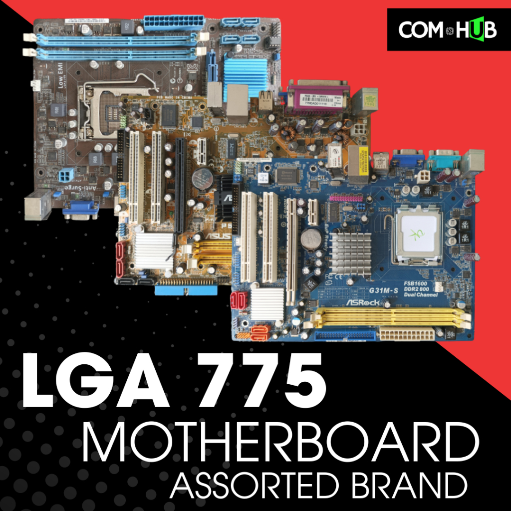 Com Hub PC | LGA 775 MOTHERBOARD ONLY WITH BACKPLATE INCLUDED ASSORTED ...