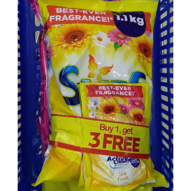 Surf Bundle! Powder Detergent Sun Fresh 1.1kg + Free 3 Sachet | Shopee ...