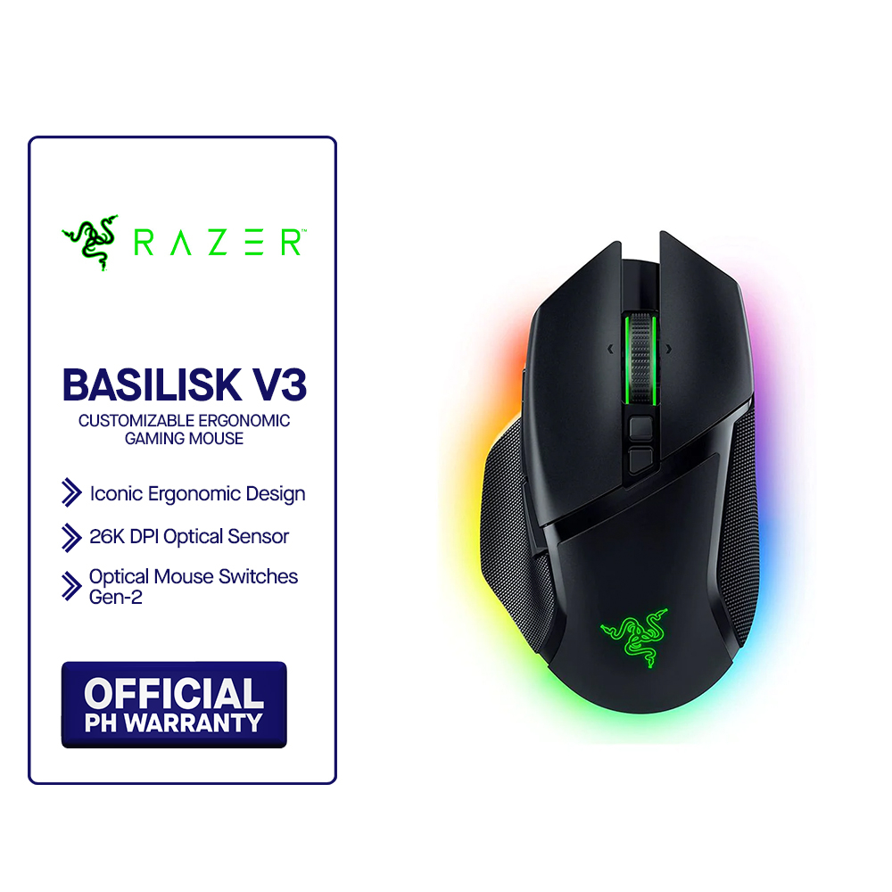 Razer Basilisk V3 Customizable Ergonomic Gaming Mouse with Razer Chroma ...