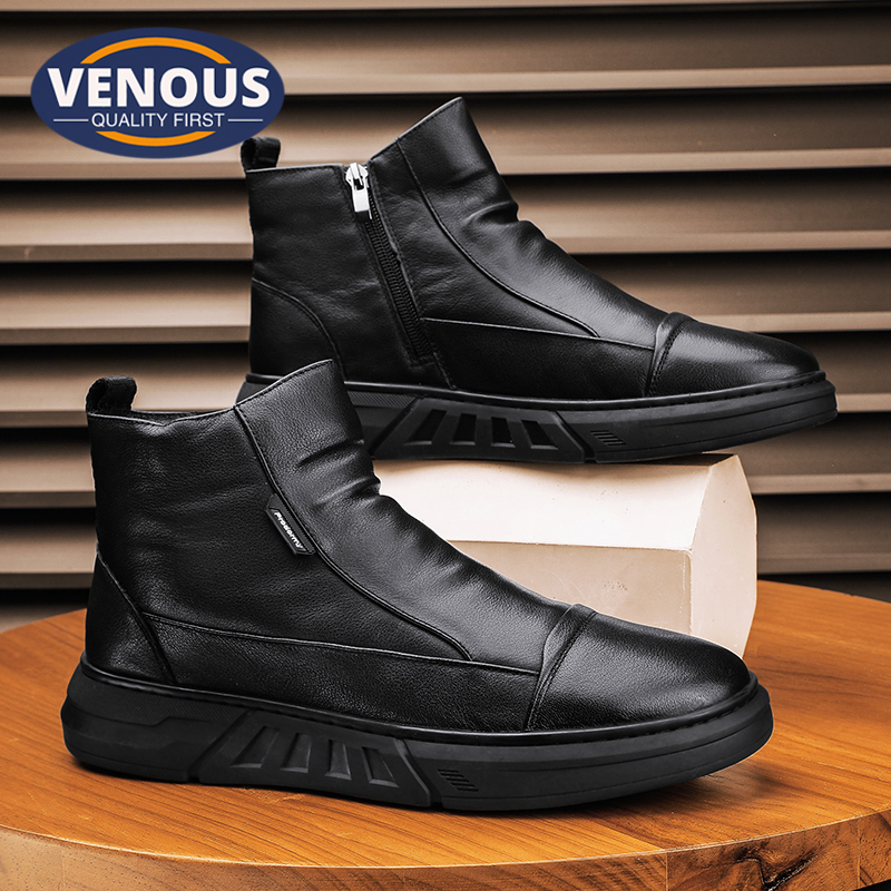 【Venous】2024 New Black Leather Shoes for Men on Sale Original Casual ...