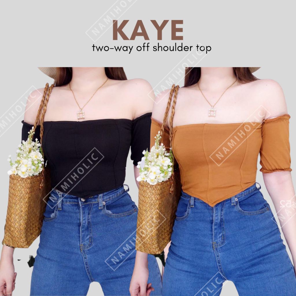 Namiholic Kaye Two Way Top Off Shoulder Cotton Crop Top | Shopee ...