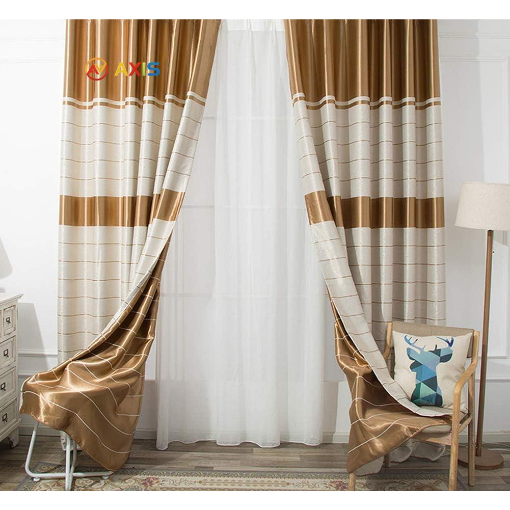7ft Stripe Curtains For Living Room Modern Brown Bedroom Curtains ...