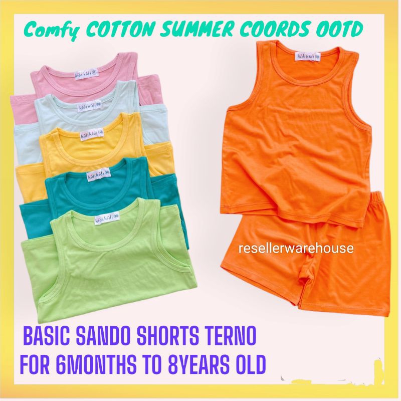 KIDS BASIC SANDO SHORT TERNO COTTON SETS FOR BOYS AND GIRLS UNISEX ...