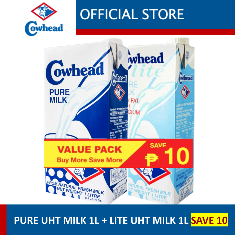 Cowhead UHT Milk 1L and Lite UHT Milk 1L Bundle | Shopee Philippines