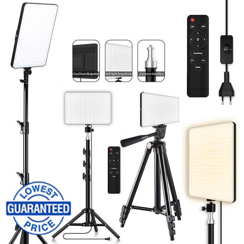 LED Video Panel Light Make up Lighting Tripod Stand Dimmable Photography Portable Remote Set ...