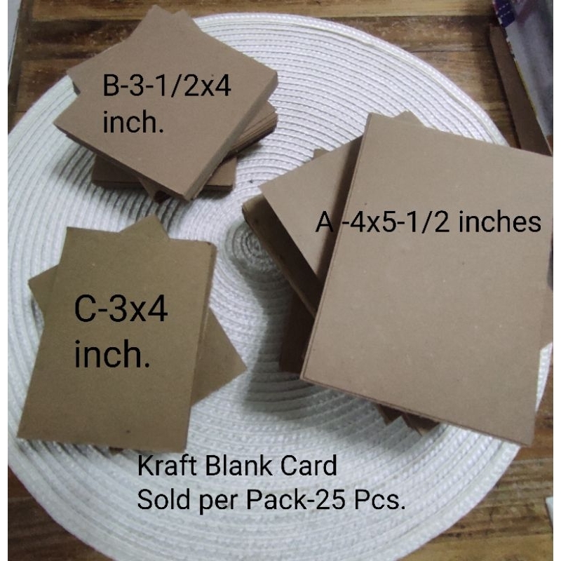 KRAFT PAPER PLAIN INDEX and Mini Invitation Card size 3 x 5/4x5-1/2/3x4 ...