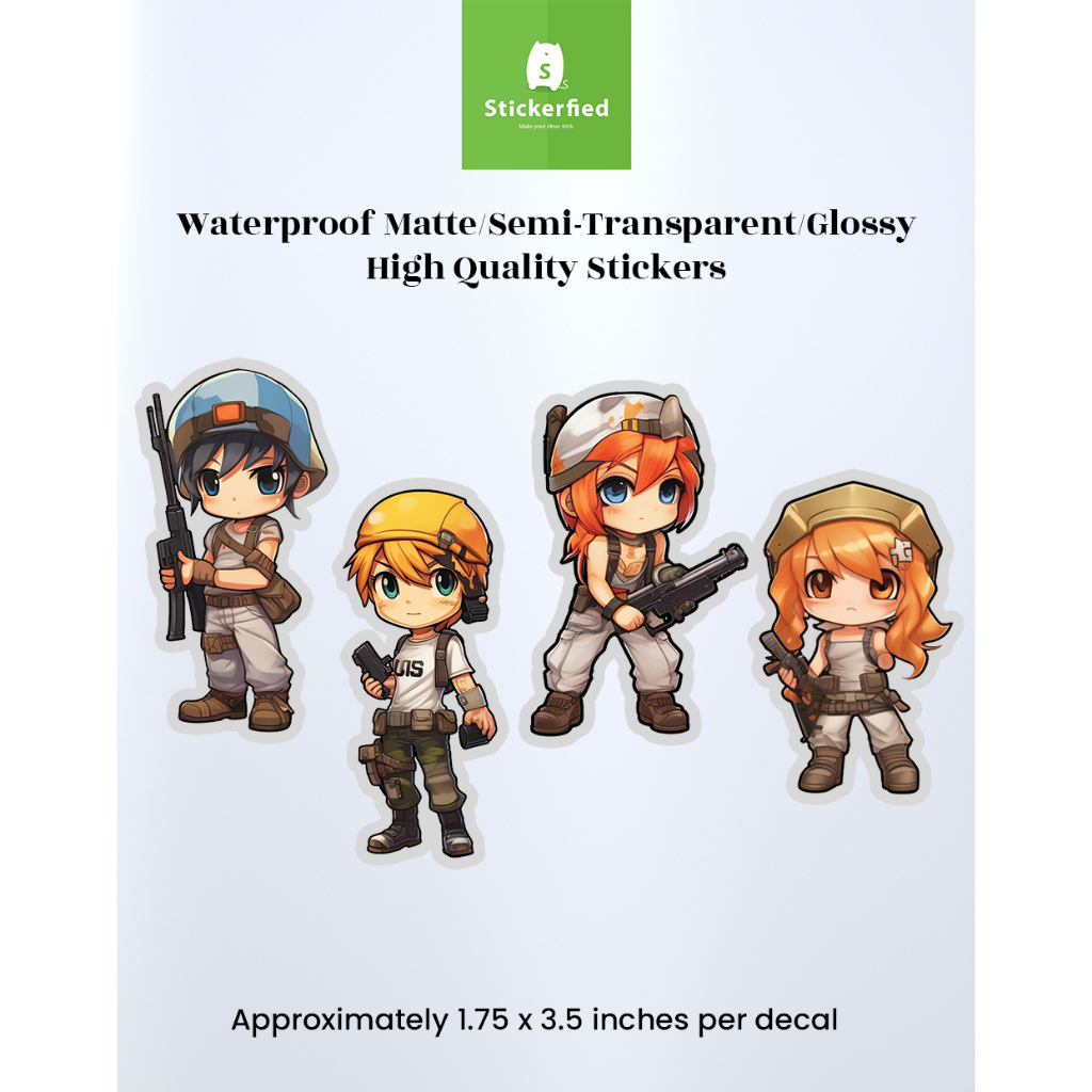 4 Metal Slug Game Inspired Characters Waterproof Vinyl Sticker, Decal ...