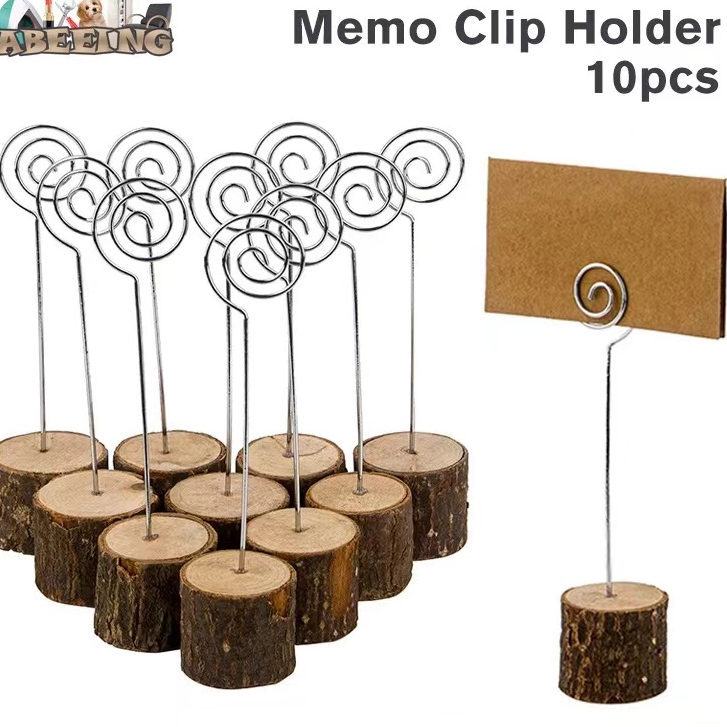 10Pcs Memo Clip Holder Wood Photo Holder Desktop Ornaments Postcard ...