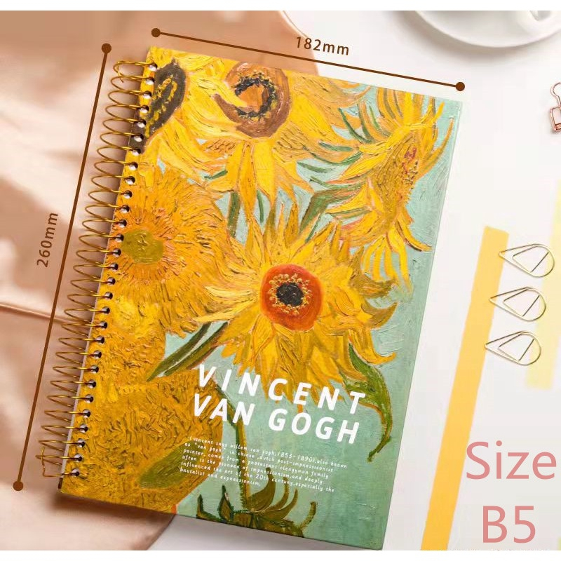 B5 Size Notebook with Hardcover Line Thick Spiral Big Sketchbook ...