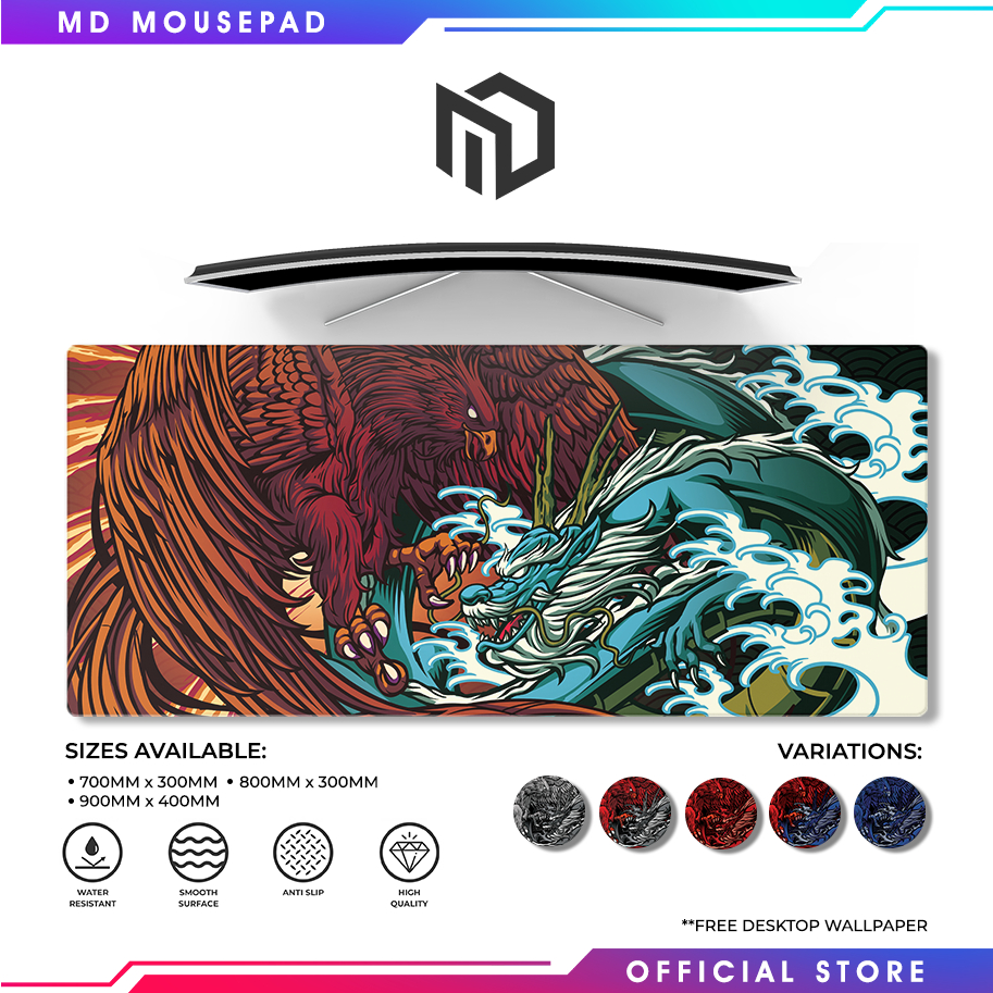 MD Mousepad | Phoenix and Dragon | Extended Large Gaming Mouse pad ...
