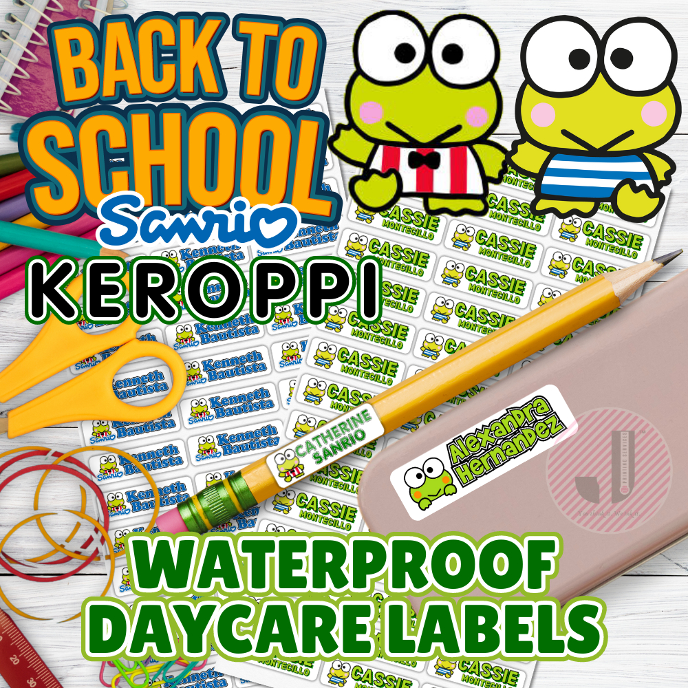 SANRIO KEROPPI Waterproof Daycare Labels, Preschool Labels, Name ...