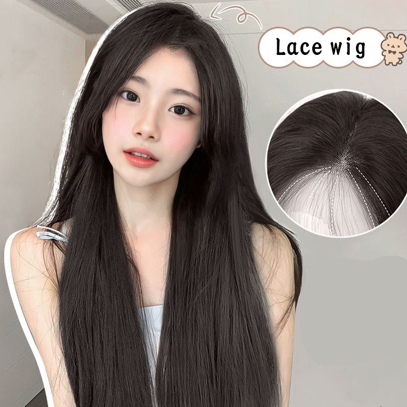 Ladies wig piece Head wig natural fluffy short heat-resistant middle ...
