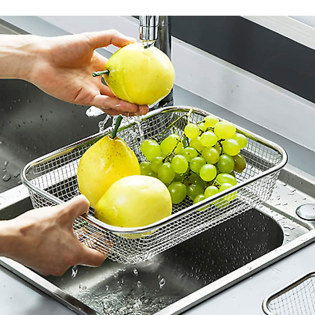 Rectangular Wire Mesh Colander Stainless Strainer Drainer Basket ...
