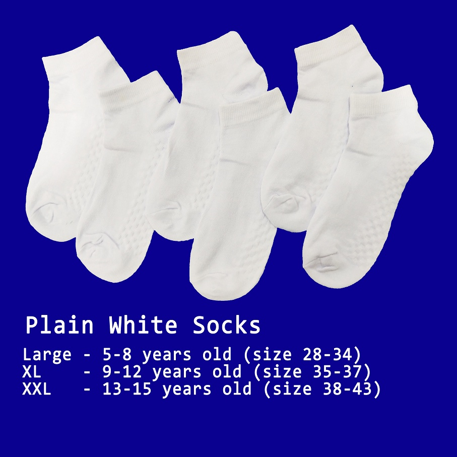 School White Socks for Kids Boy and Girl 5-15 years old K-12 (3 pairs ...