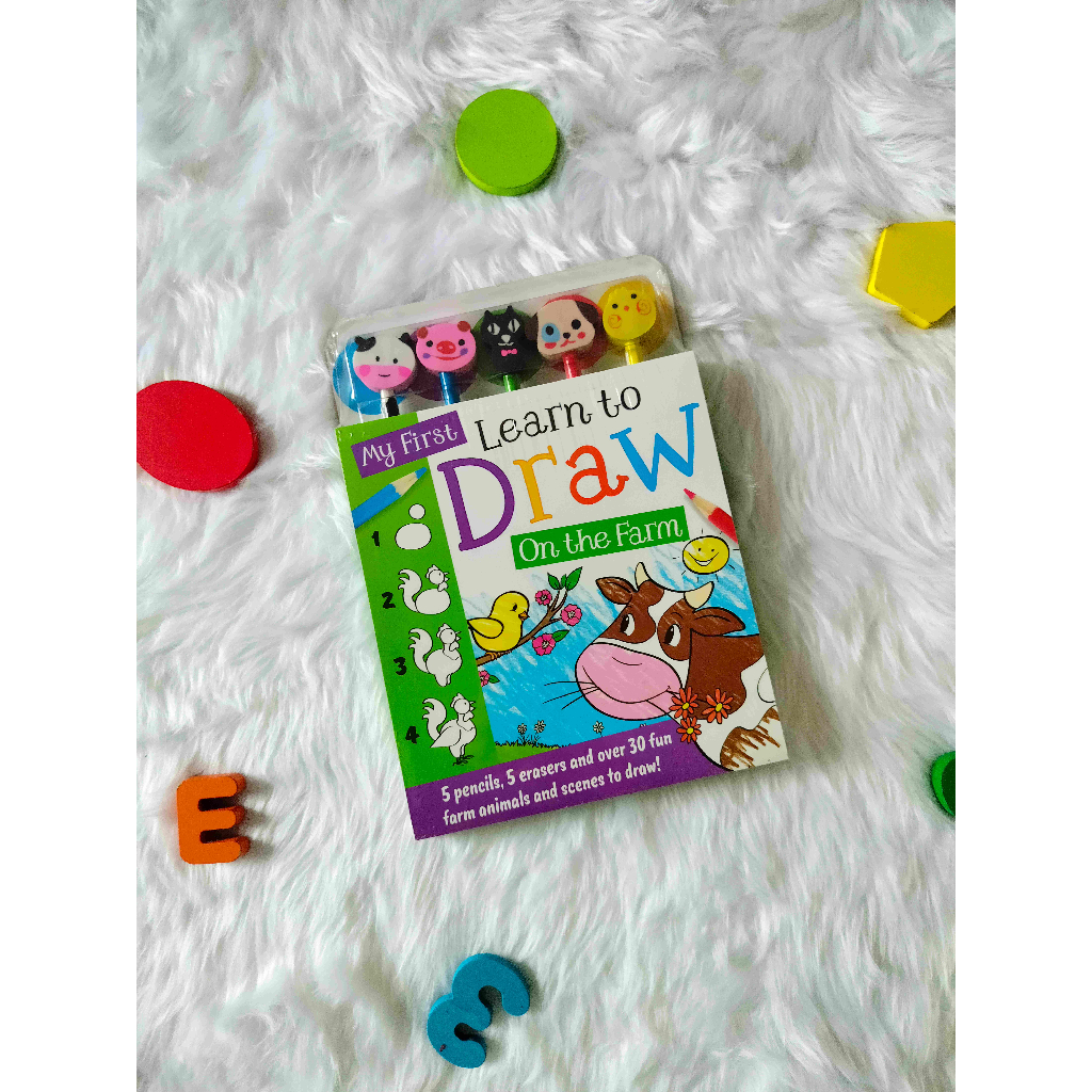 5-Pencil Set My First Learn to Draw on the Farm paperback 5 pencils 5 ...