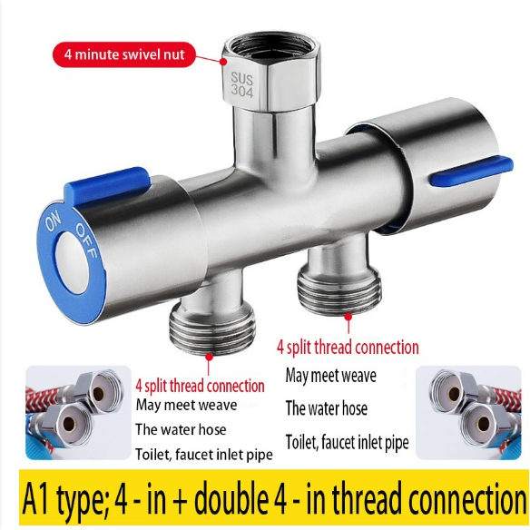 304 Stainless Steel Bathroom angle valve Spout 1 in 2 out hot and cold ...