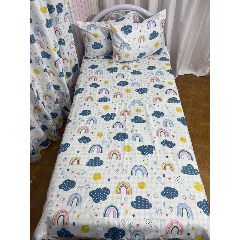 BYVIEL FULLY GARTERIZED RAINBOW BLUE CLOUDS PURE CANADIAN COTTON ...