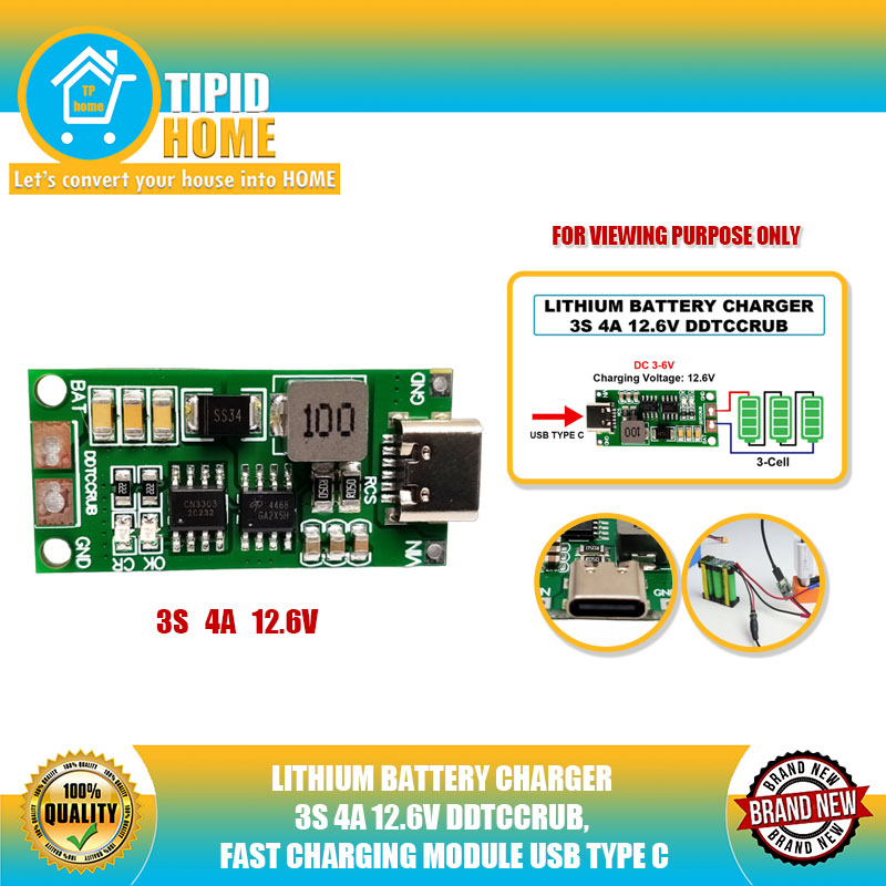 LITHIUM BATTERY CHARGER 3S 4A 12.6V DDTCCRUB, FAST CHARGING MODULE USB ...