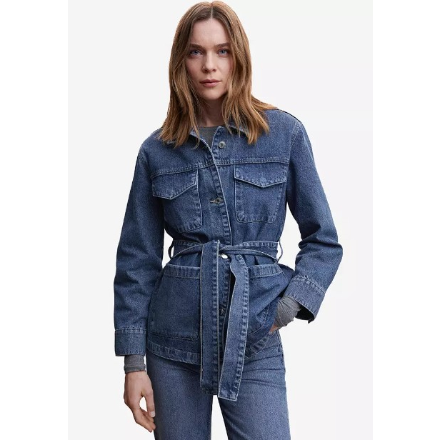 M@NGO DENIM JACKET WITH BELT AUTHENTIC (LARGE) | Shopee Philippines