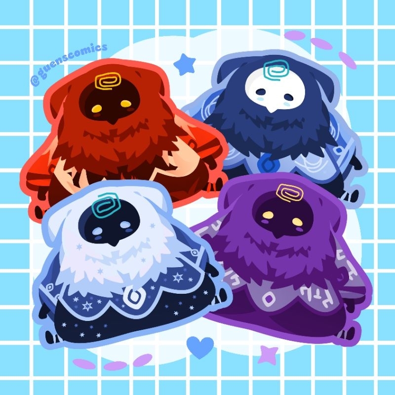 Abyss Mage Hydro Cryo Pyro Electro Glitter-Laminated Fanmade Stickers ...