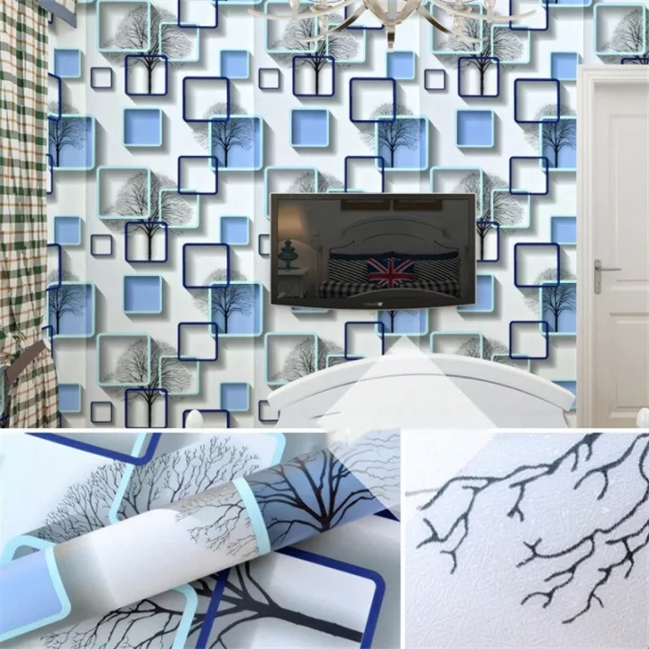HUB Wallpaper Square Pattern Home decor Wall Sticker PVC Waterproof ...