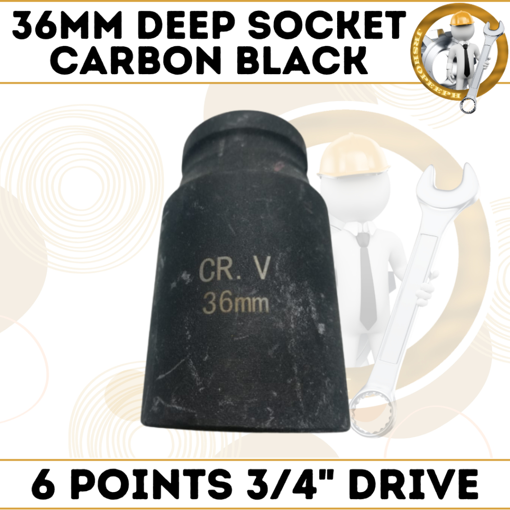 Deep Socket 36Mm 3/4" Drive Carbon Black Chrome Vanadium Deep Socket 3/ ...