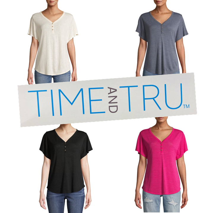 New Arrival! Time and Tru Women's V-Neck Flutter Sleeve T-Shirt ...