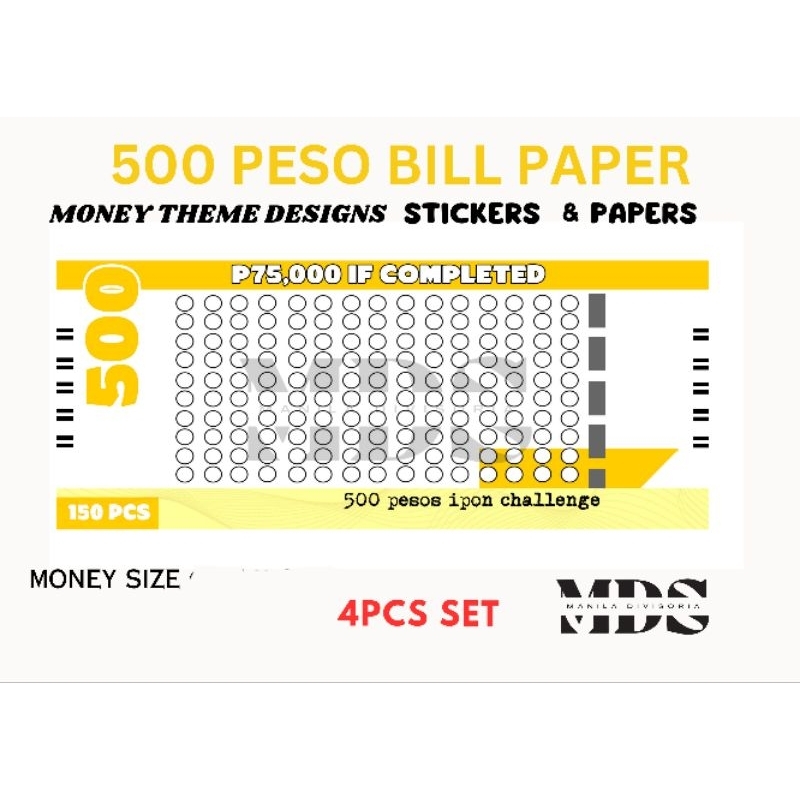 Peso Bills Ipon Challenge Chart Paper Labels & Sticker Money Organizer ...