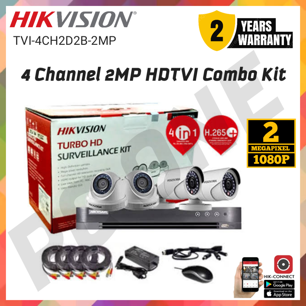 HIKVISION 2MP 4 Channel HDTVI Combo Kit TVI-4CH2D2B-2MP Eco-IPF ...
