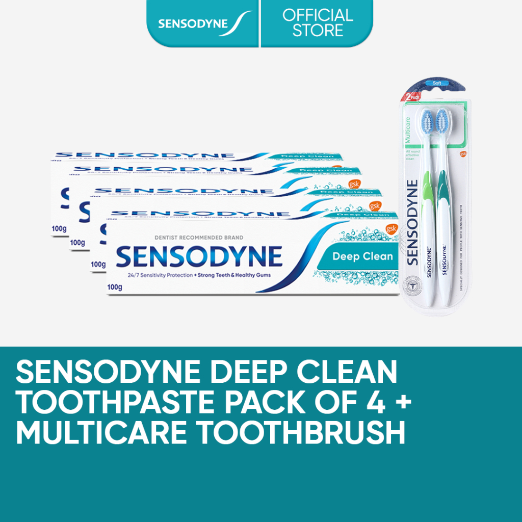 Sensodyne Deep Clean Gel Toothpaste 100g (Pack of 4) + Multicare ...
